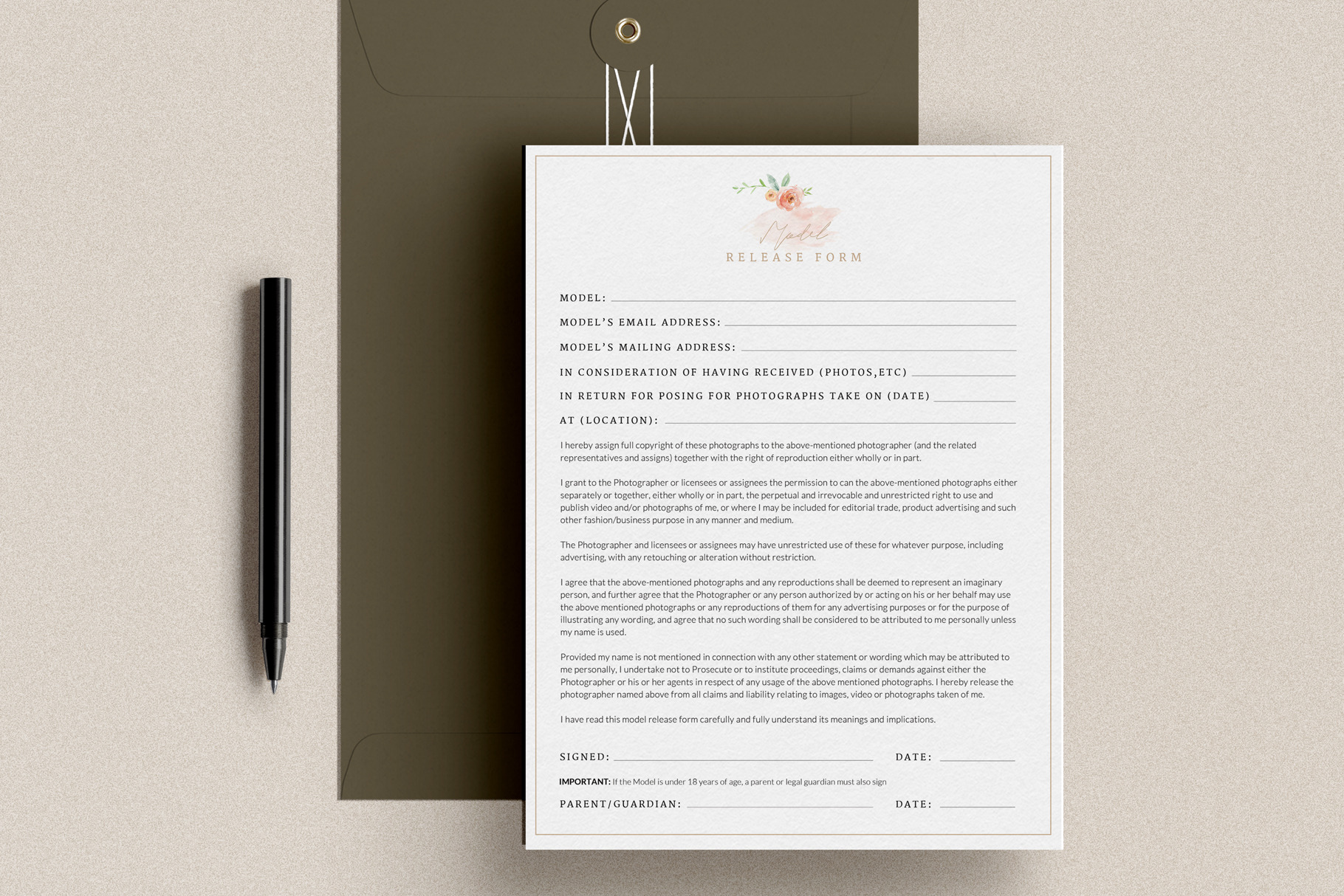 Photographer Model Release Template, a Flyer Template by By Stephanie ...