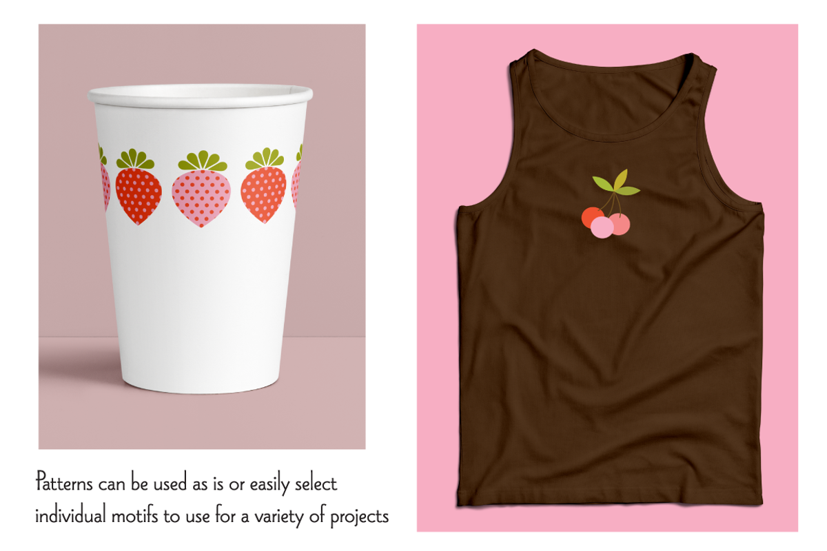 Retro Fruit Flower Patterns, a Pattern Graphic by Melissa Held Designs