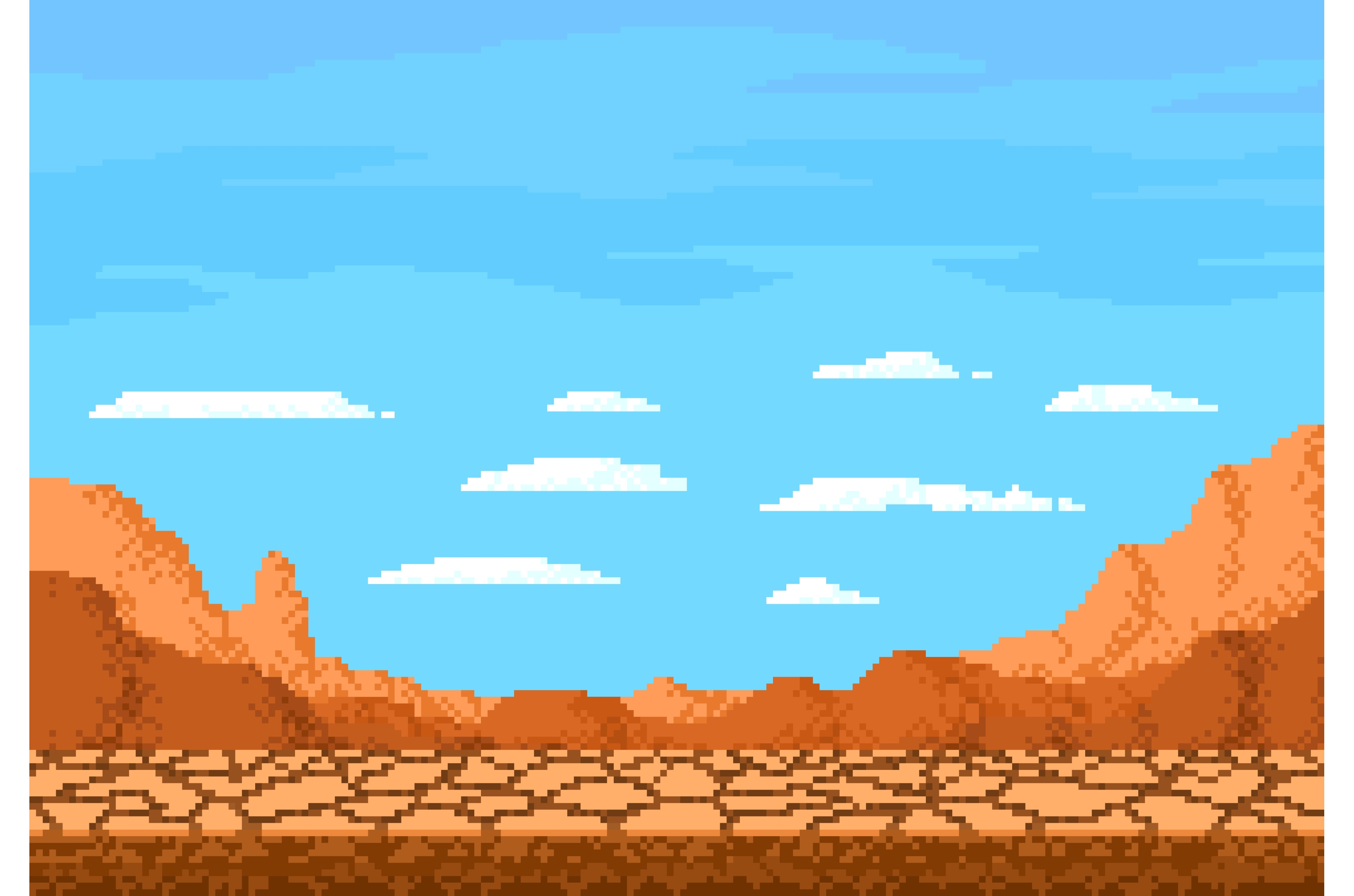 Pixel art desert landscape, a Texture Illustration by Vector Tradition