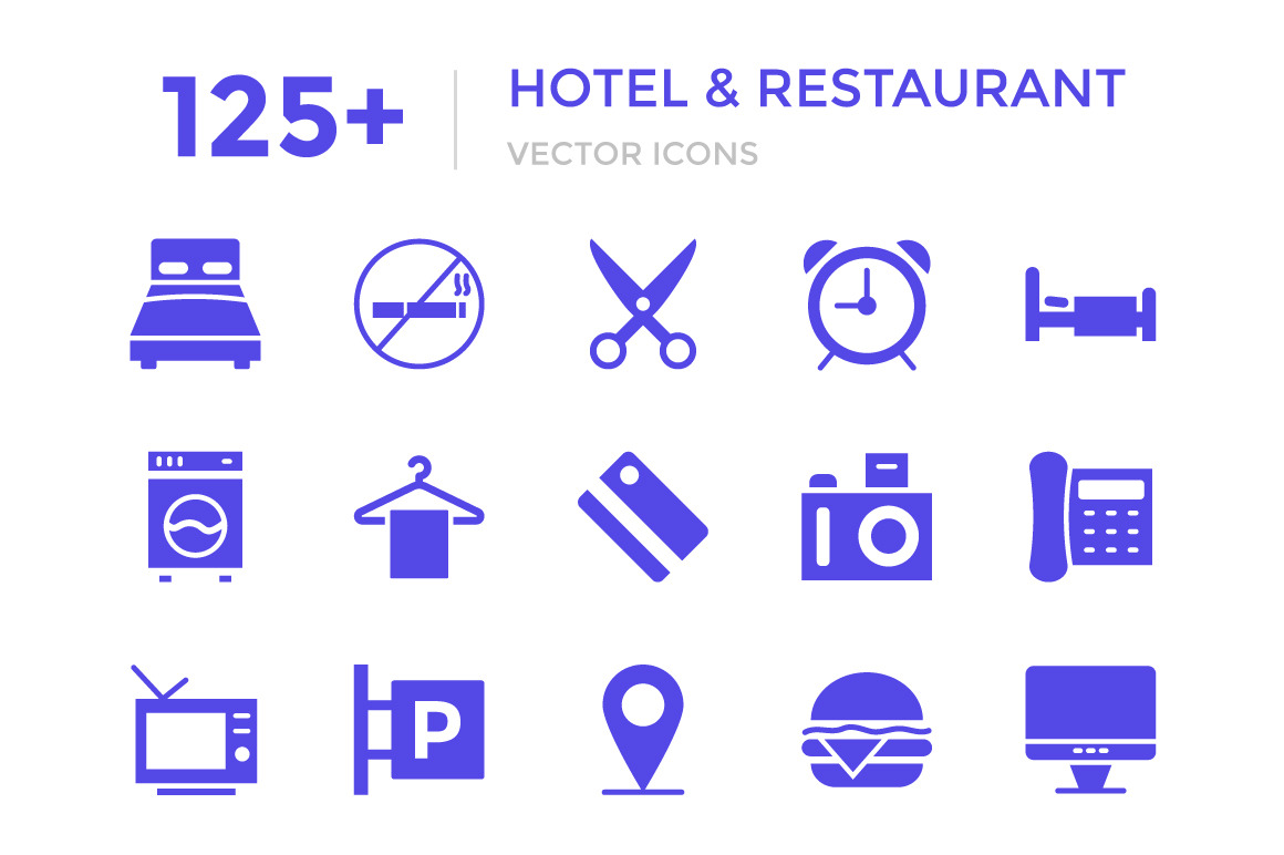 125+ Hotel and Restaurant Icons | Solid Icons ~ Creative Market