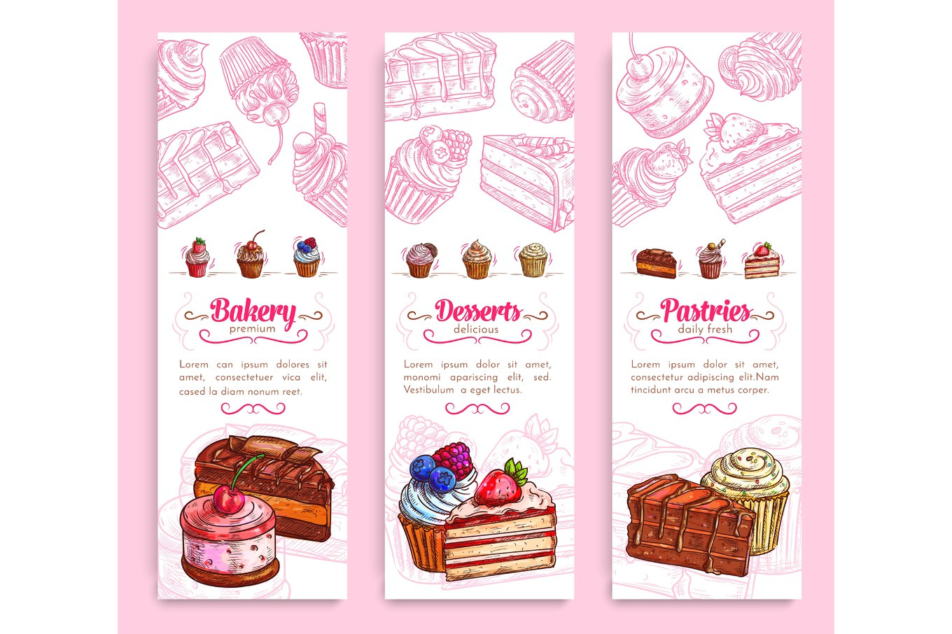 Cake desserts banner for bakery and pastry design, a Background Graphic ...