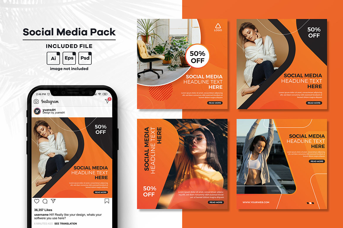 Social Media Post Template, a Social Media Template by yuanesei