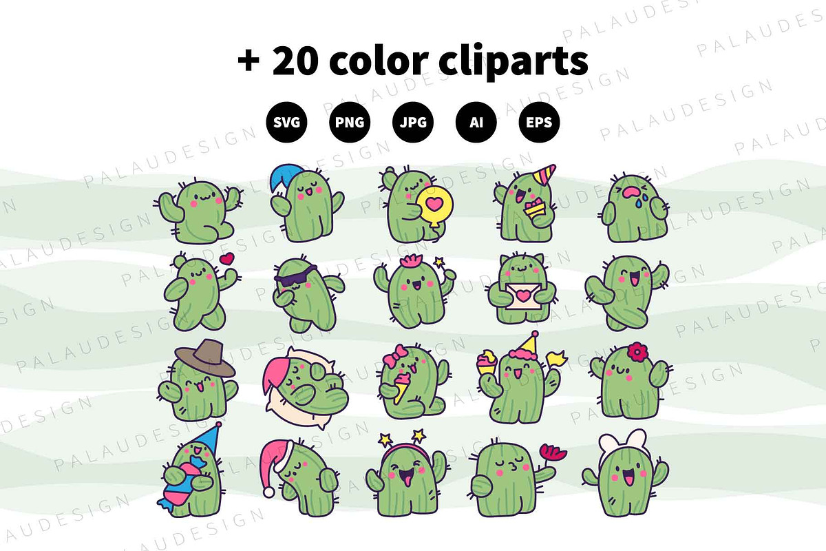Cute kawaii cactus, an Object Illustration by Palau