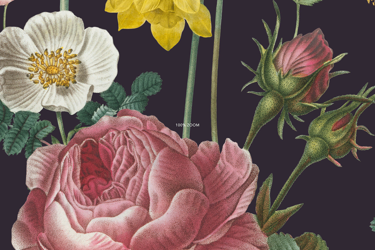 Vintage Roses English Floral Pattern, a Pattern Graphic by likorbut