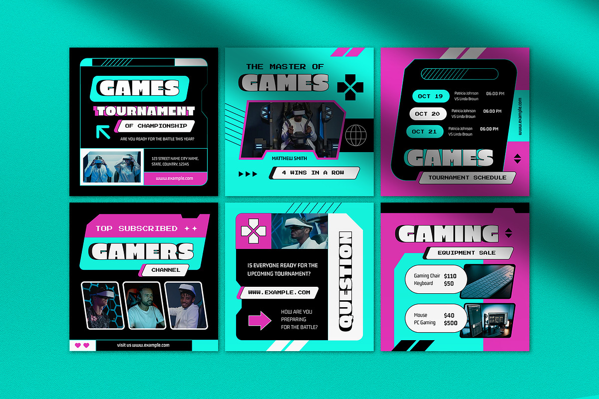 Video Games Instagram Pack, a Social Media Template by graphicook