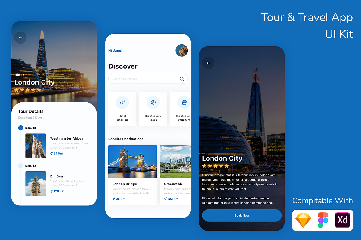 Tour & Travel App UI Kit, an App Template by Betush | Creative Market