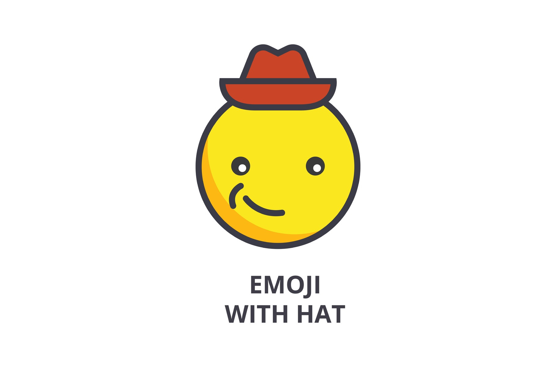 smiling emoji with hat emoji vector line icon, sign, illustration on ...