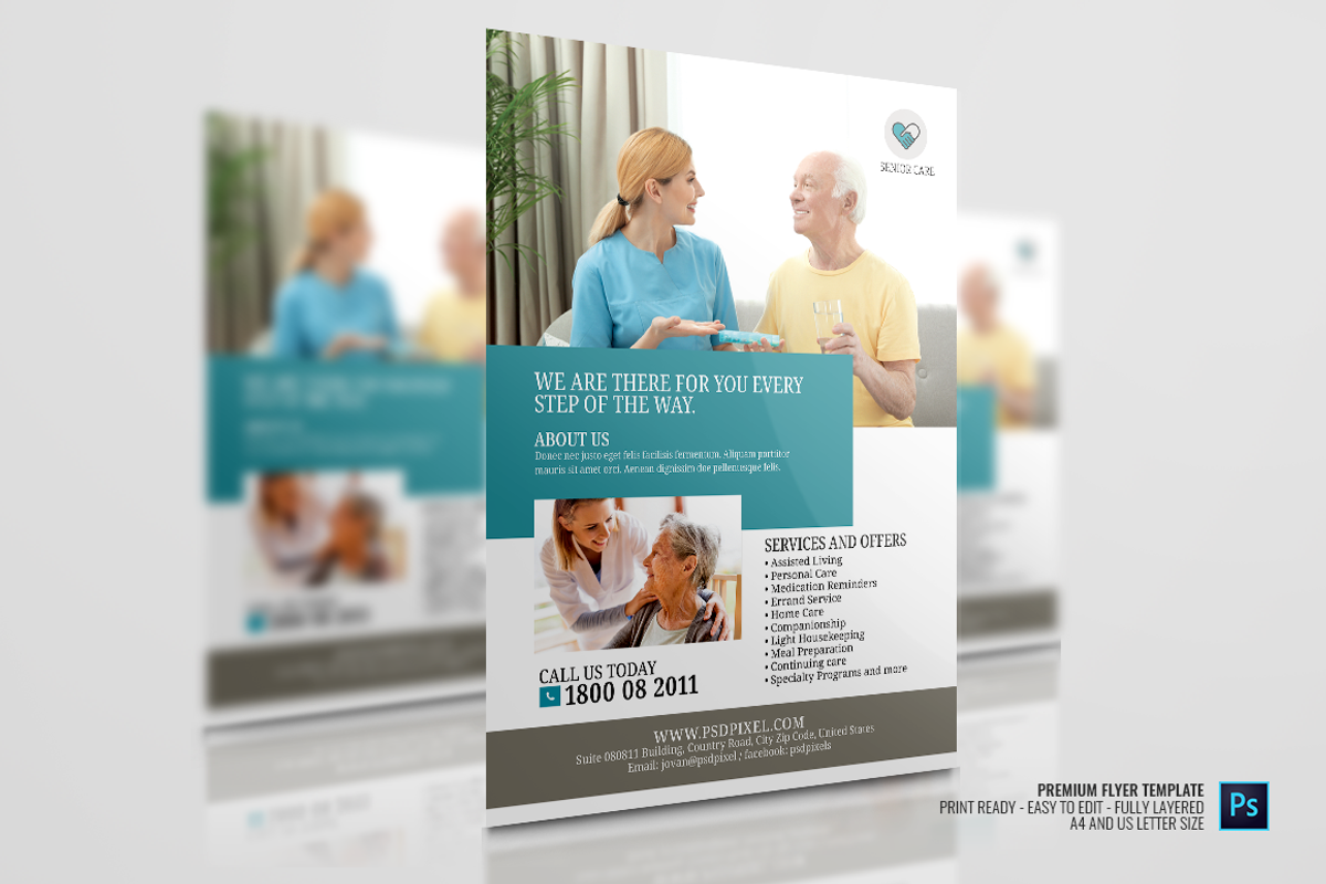Senior and Elderly Care Flyer, a Flyer Template by PSDPixel