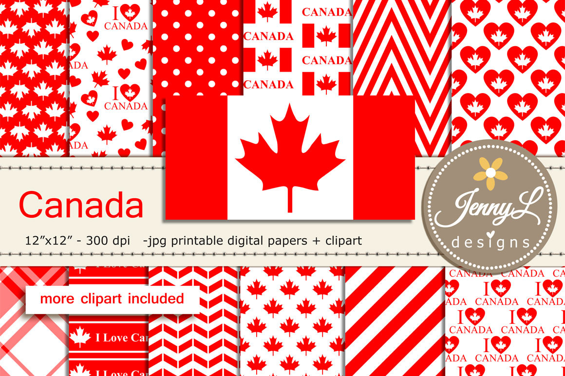 Canada Digital Papers, a Pattern Graphic by JennyL Designs