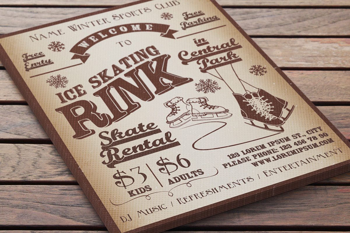 Ice Skating Rink Flyers & Invitation, an Invitation Template by Paul Lesser