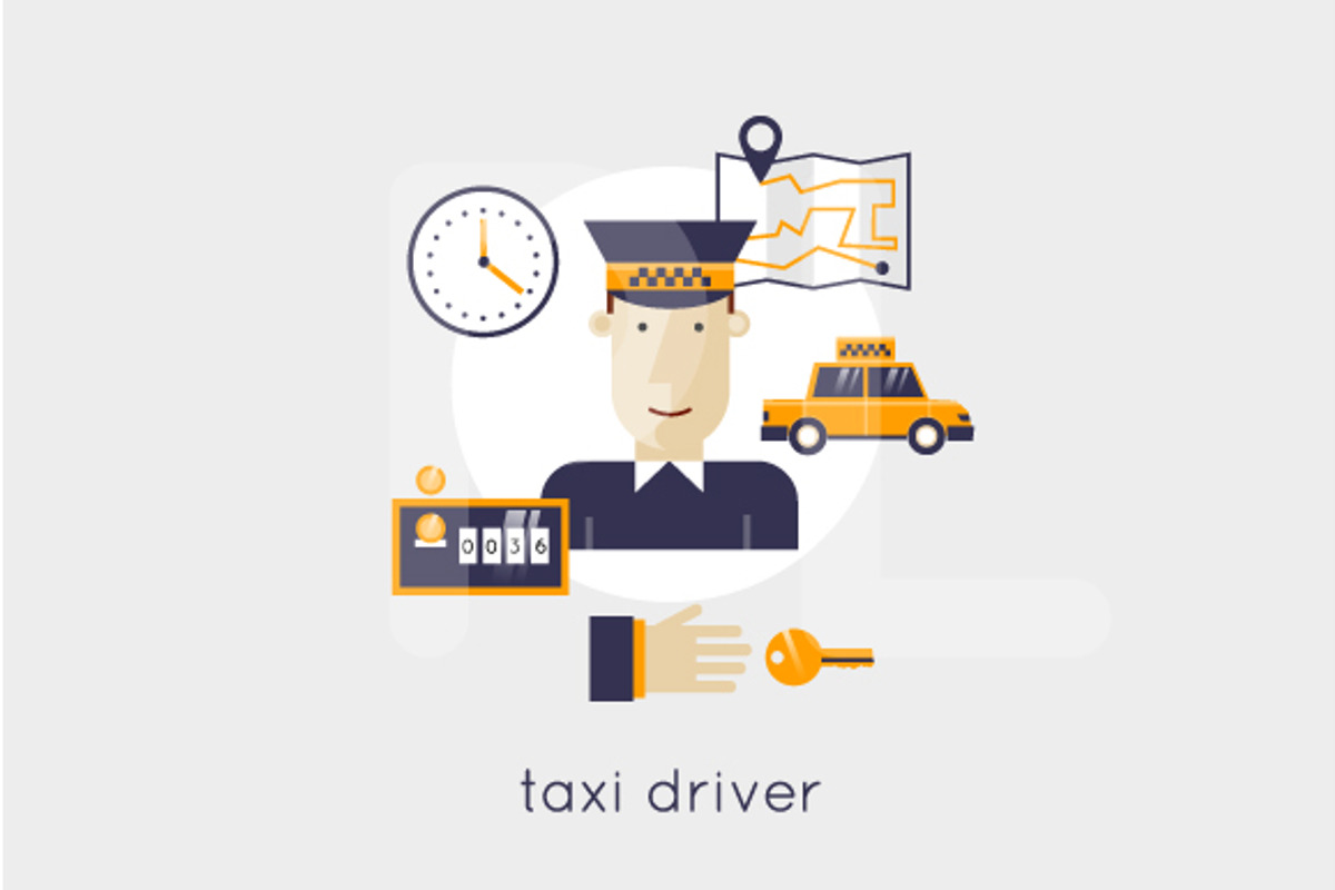 Taxi service set icons, a Technology Illustration by Podis