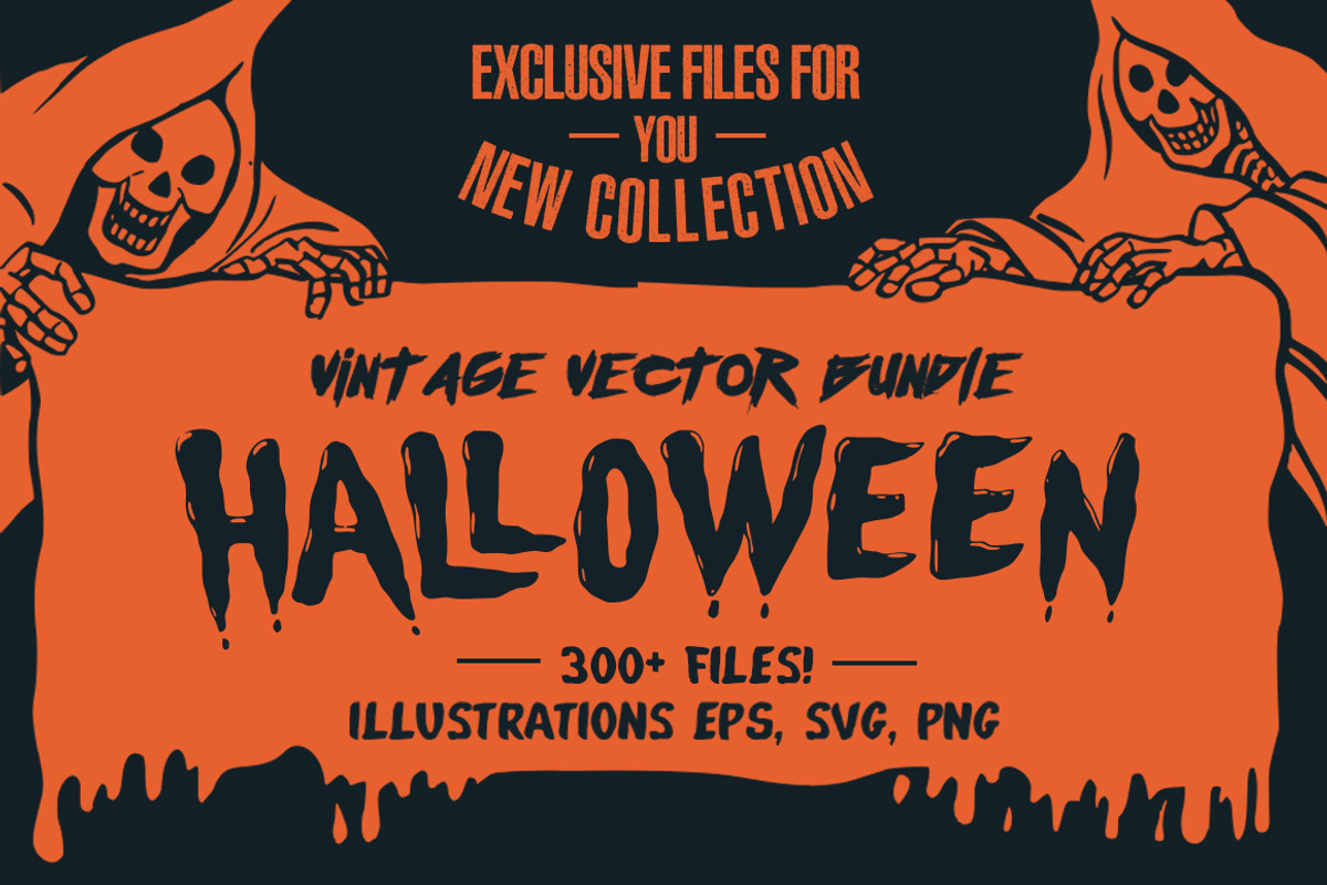 Vintage Halloween Bundle 300+, an Illustration by Retro Machine