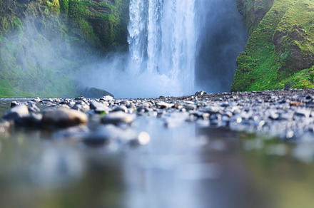 Basalt Columns and Waterfall | Nature Stock Photos ~ Creative Market