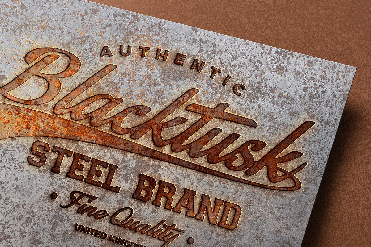 Embossed Rusted Iron Logo Mockup, a Product Mockup by GfxFoundry