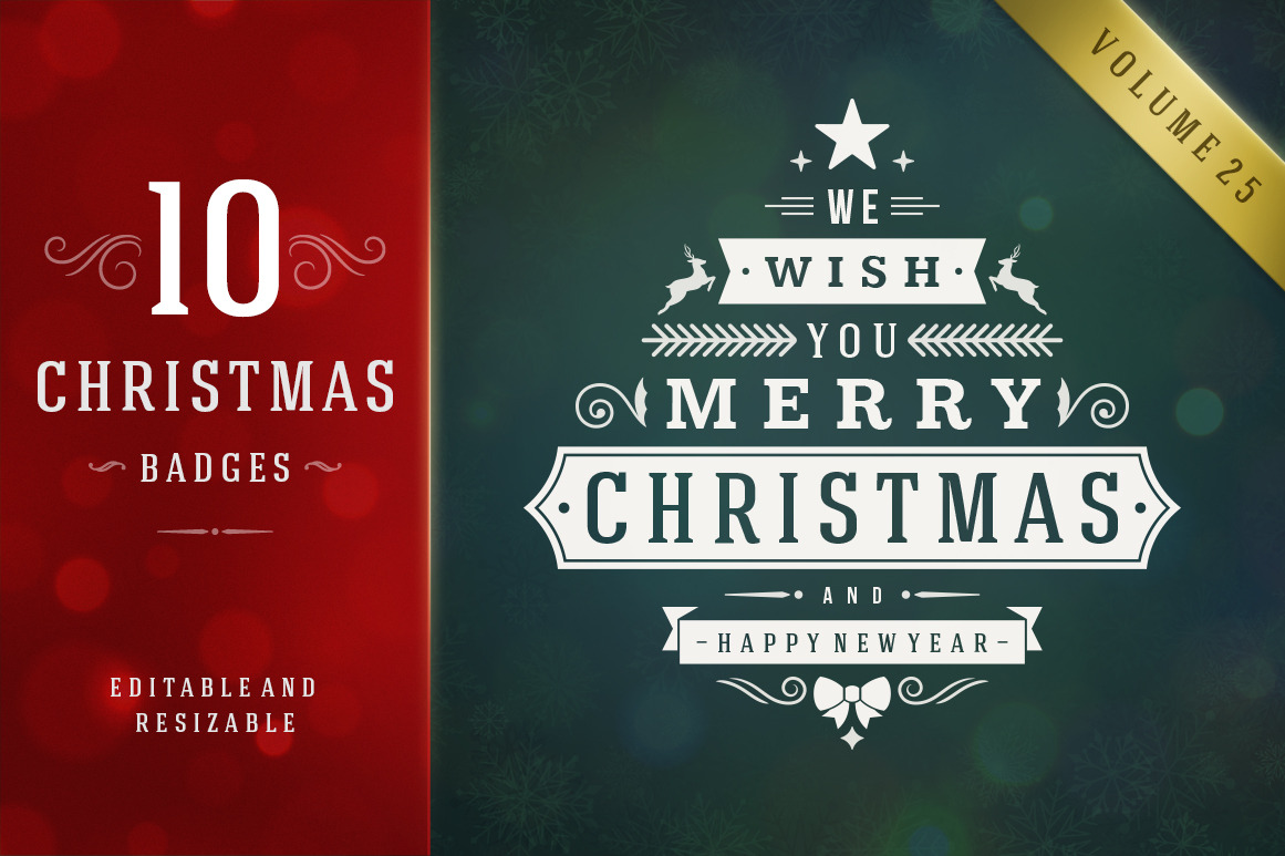 10 Christmas Logos and Badges, a Branding & Logo Template by Vasya Kobelev