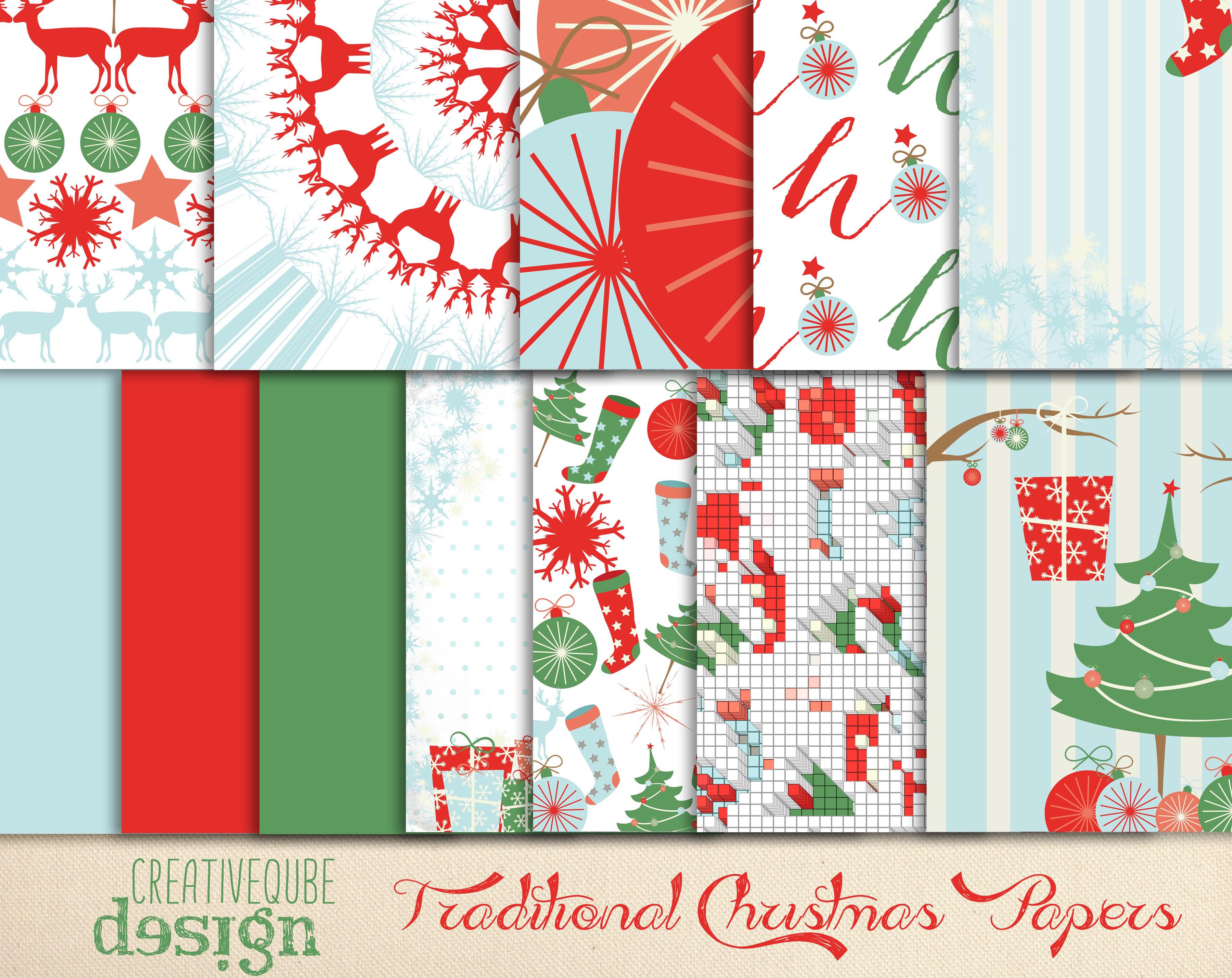 Christmas Digital Paper Pack | Graphic Patterns ~ Creative Market