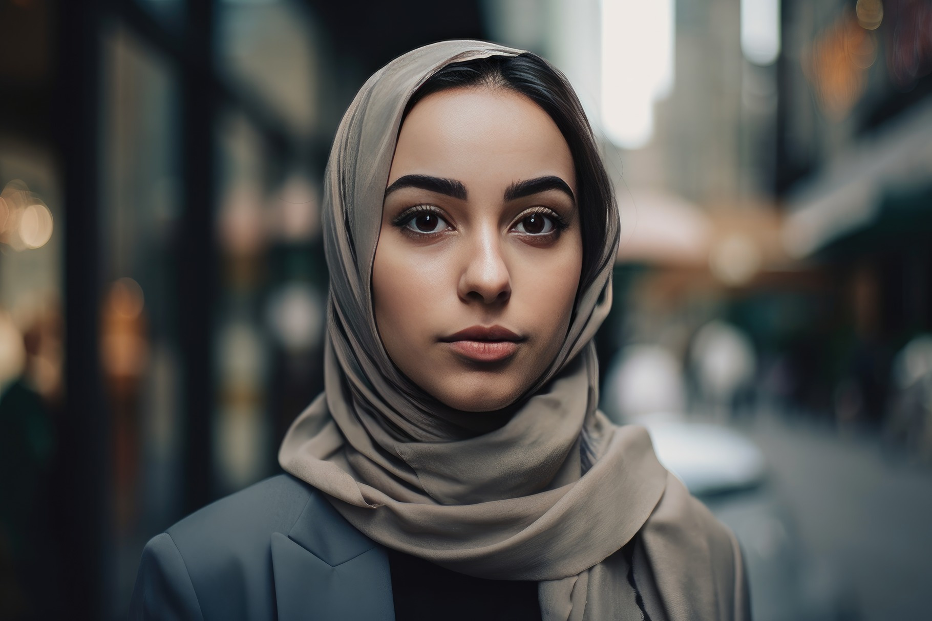 A very beautiful young woman with a hijab covering her head. Gen, a Person Illustration by José ...