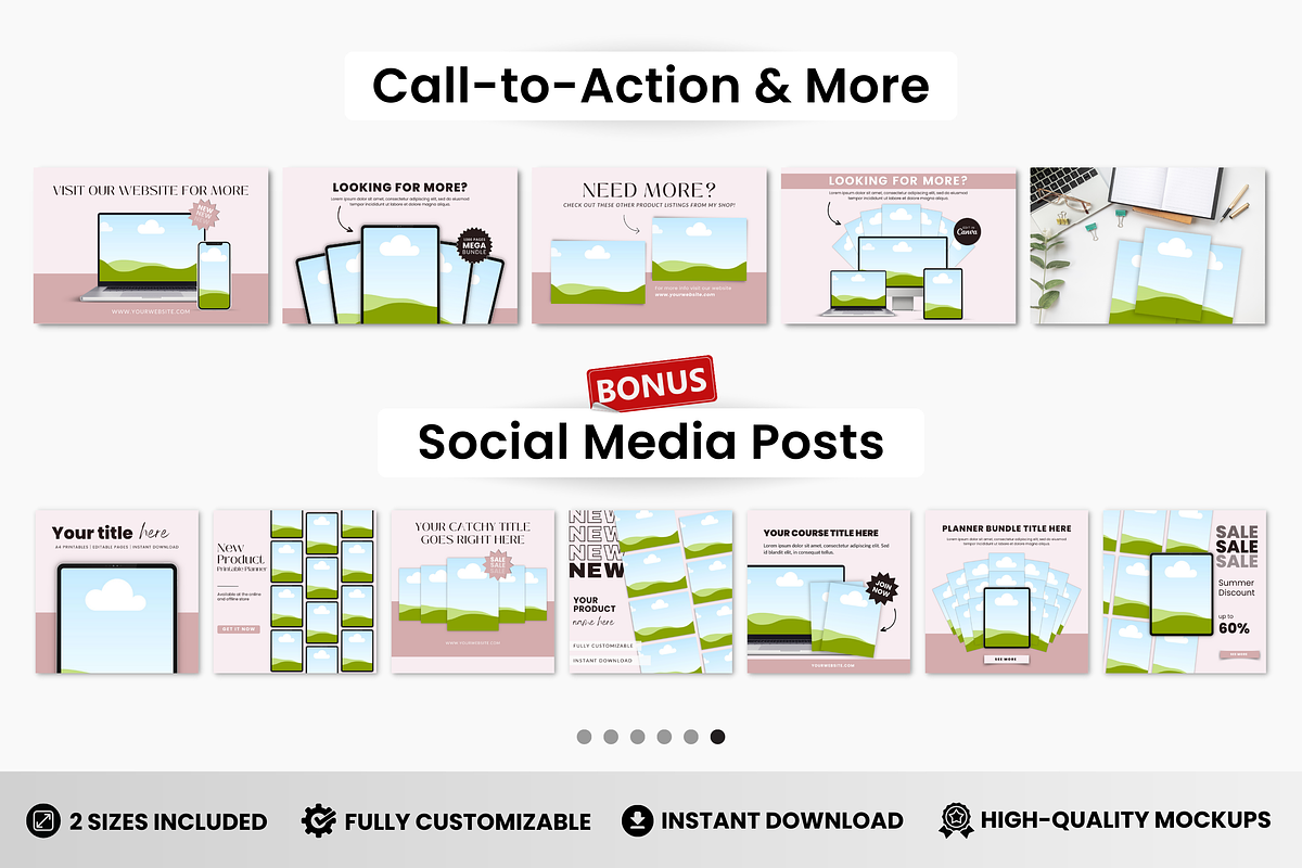 Printables Canva Mockup Templates Pink