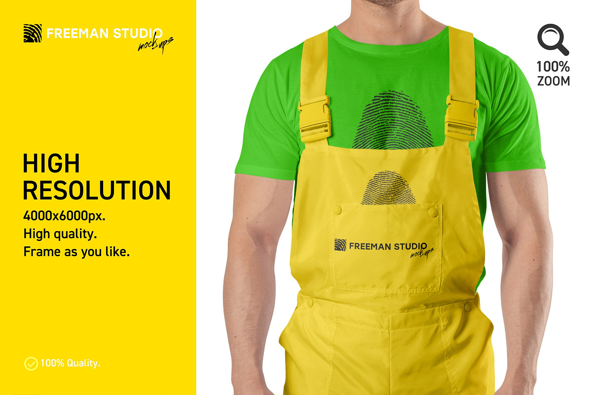 Working Overalls Suit Mock-Up Set, a Shirt Mockup by Freeman Studio