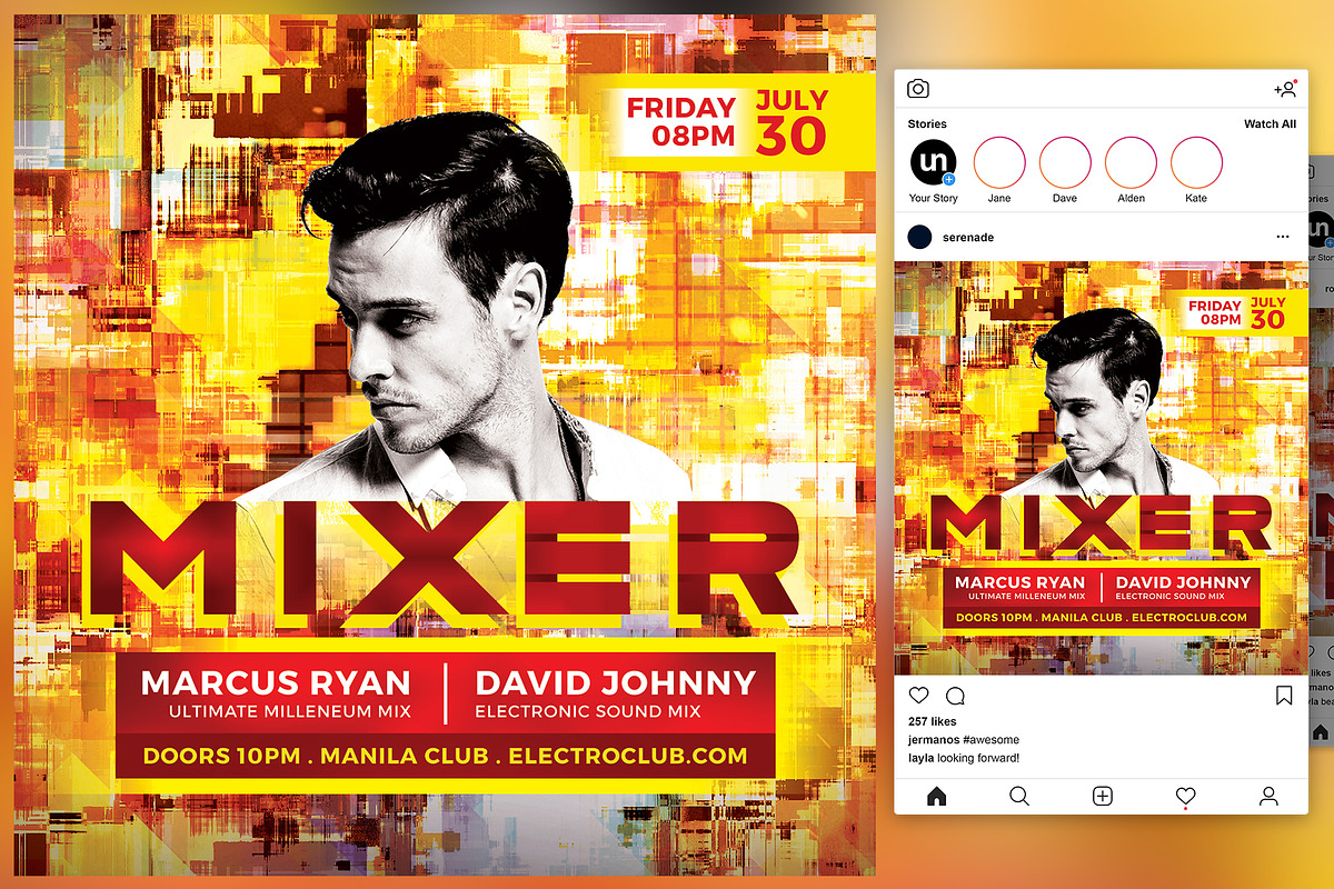 Mixer Flyer, a Flyer Template by KiraYamato Design Studio | Creative Market
