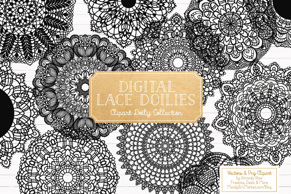 Black Lace Doily Clipart & Vectors, an Illustration by Amanda Ilkov