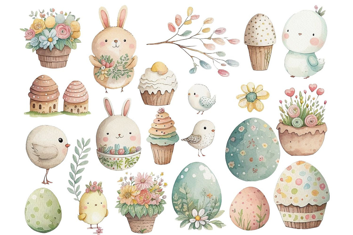 Easter Whimsy Clipart Collection, a Graphic by JBArt Clipart | Creative Market