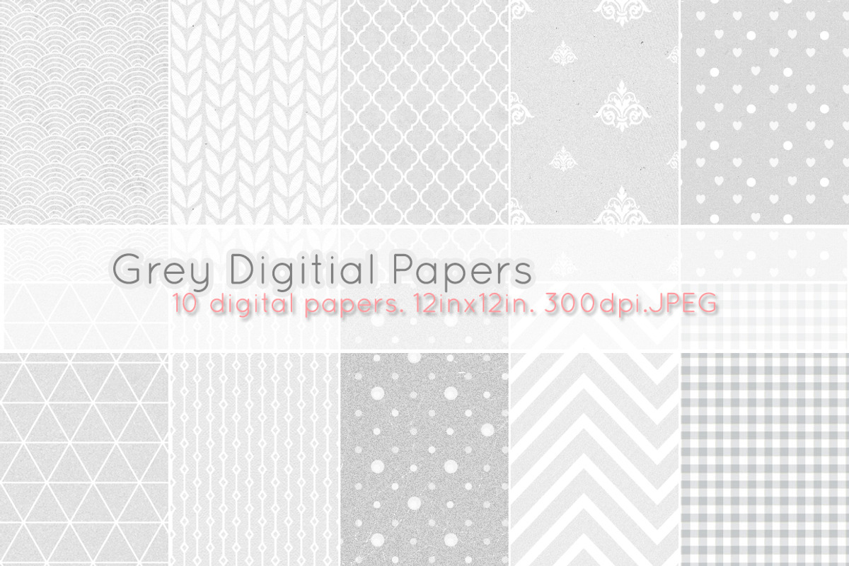 Grey digital papers, a Pattern Graphic by TeaBerry