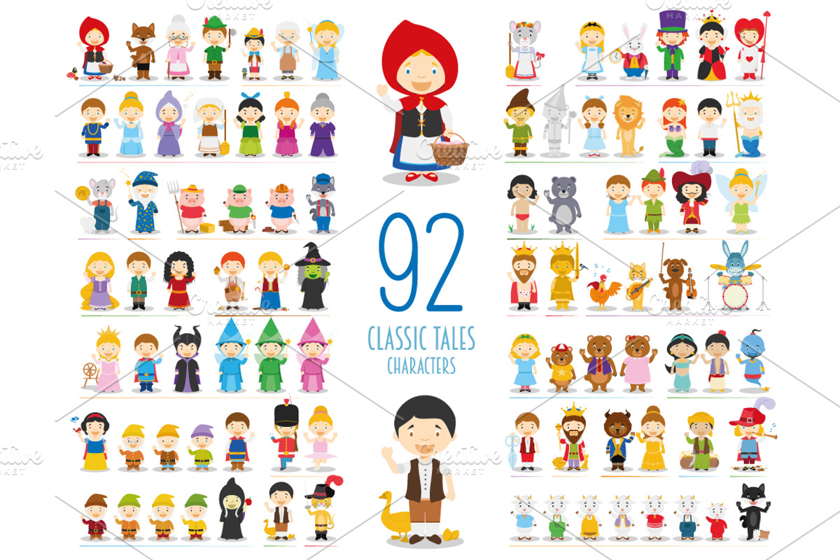 92 Classic Tales Characters Vector