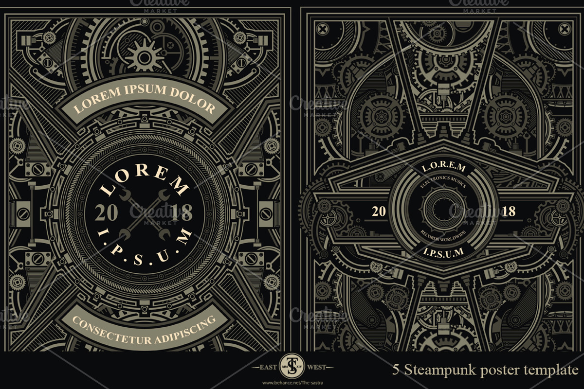 Steampunk poster template, an Illustration by the-sastra
