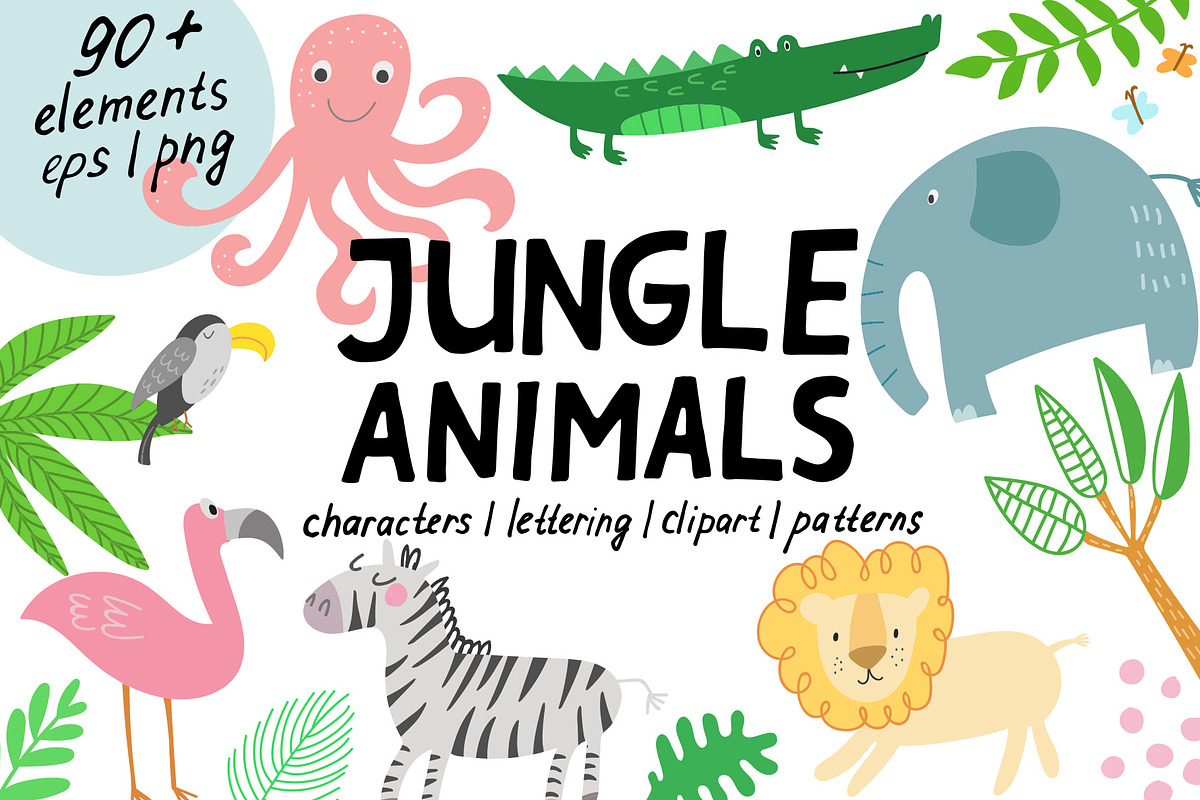 Jungle Animals Clip Art, a Graphic by Ukulikki | Creative Market