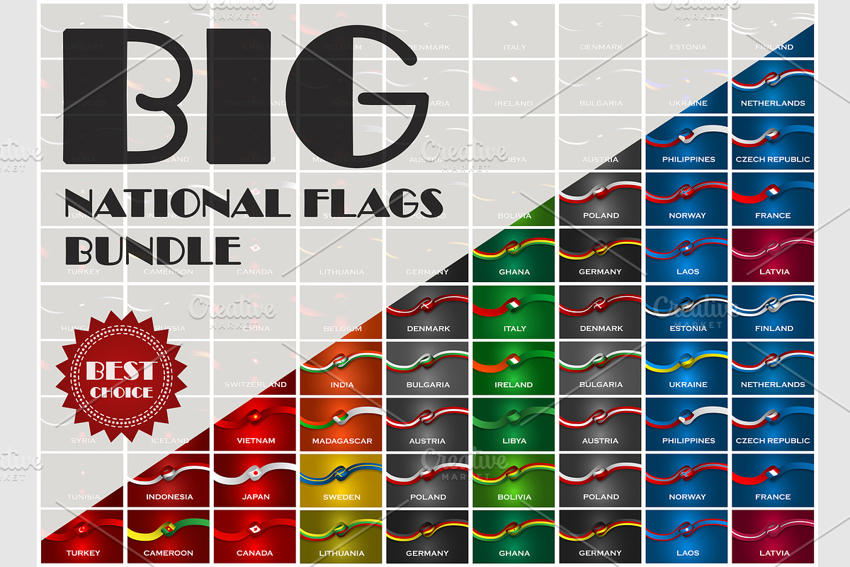 Vector National Flags bundle, a Pattern Graphic by PhotoVector