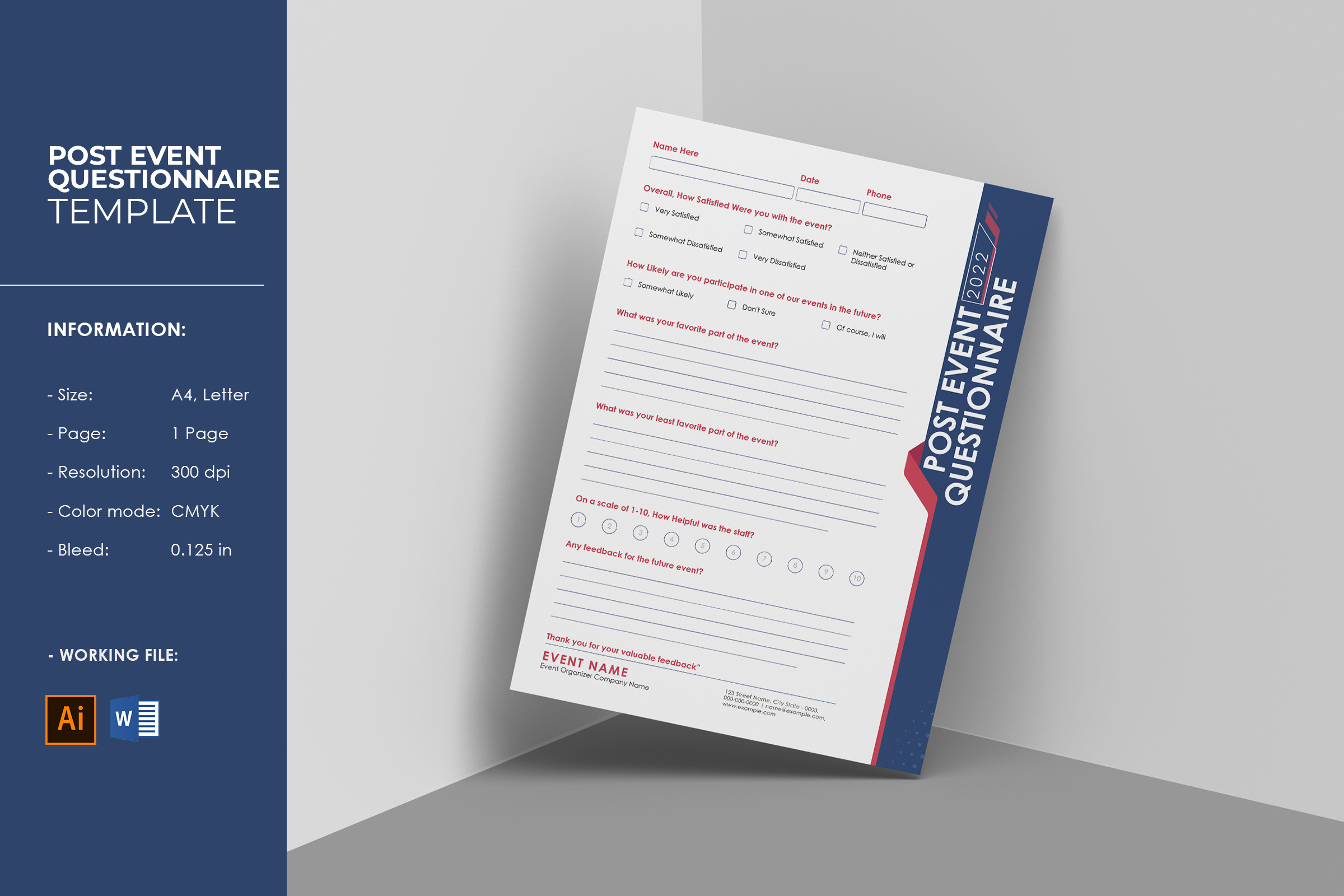 Post Event Questionnaire Template, a Stationery Template by Template ...