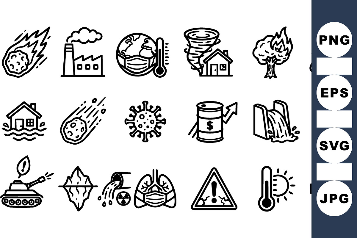 Disaster Risk Icon Pack, an Illustration by designvectx