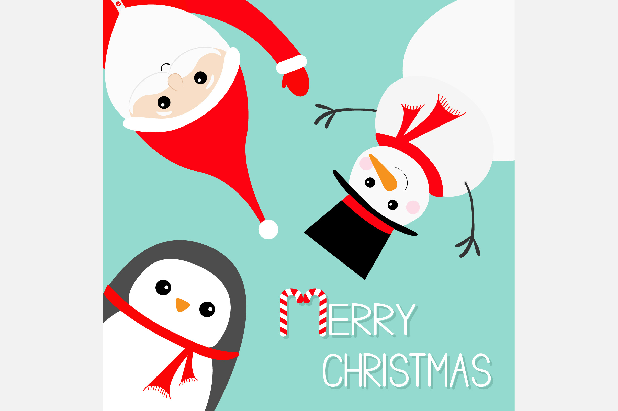 Snowman Penguin Santa Claus, an Illustration by Worldofvector