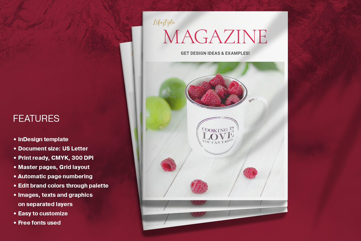Magenta Magazine Layout, a Magazine Template by Boris Cupac