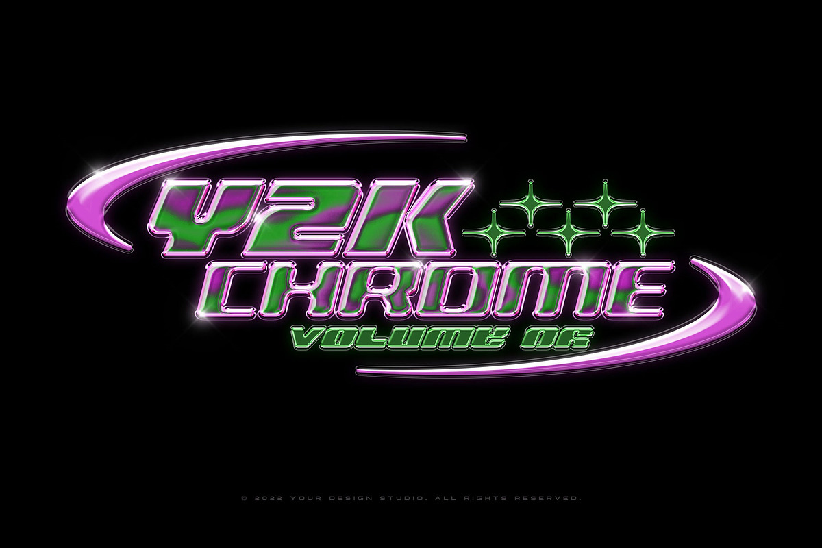 Y2K Chrome Text Effects, a Layer Style Add-On by Hyperpix Productions