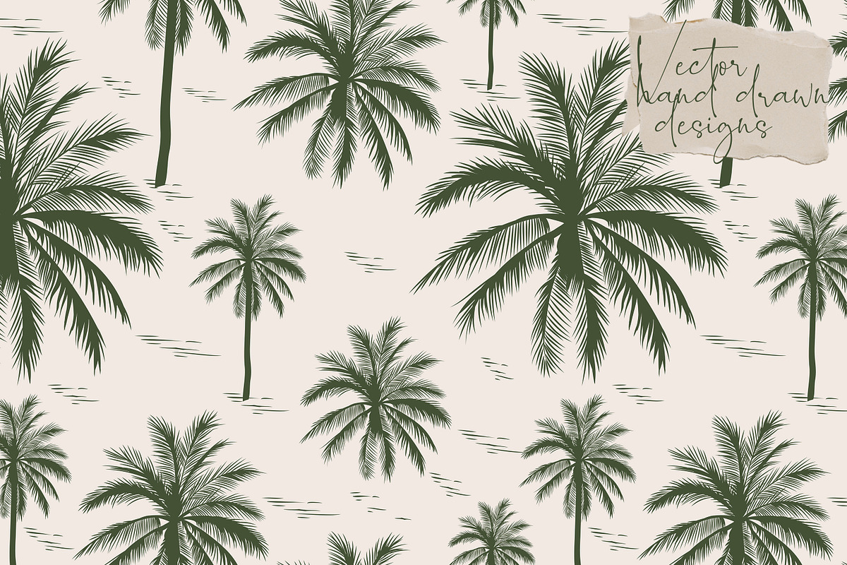 Palm vector patterns set, a Pattern Graphic by FleurArt