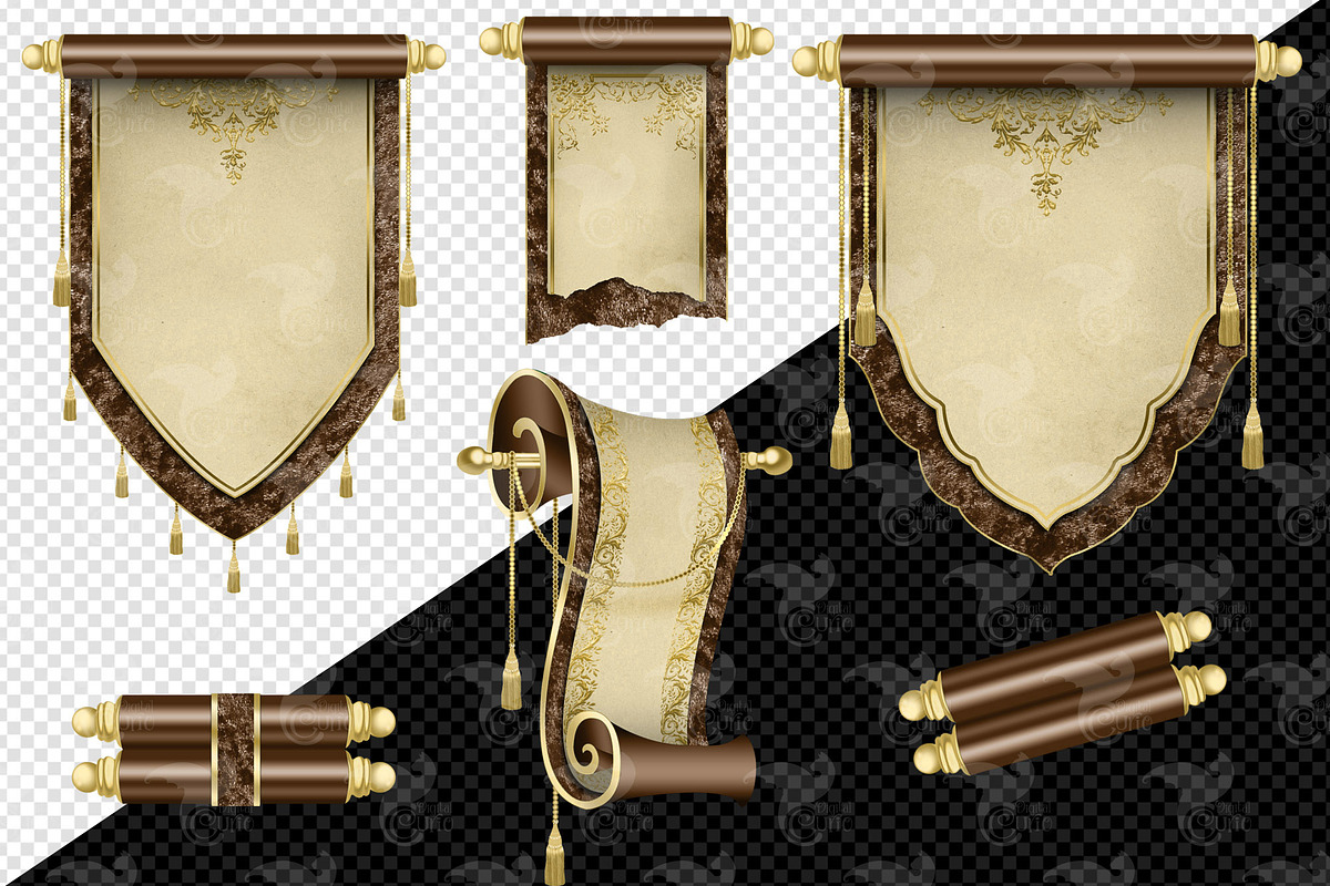 Bronze Scrolls Clipart, an Illustration by Digital Curio