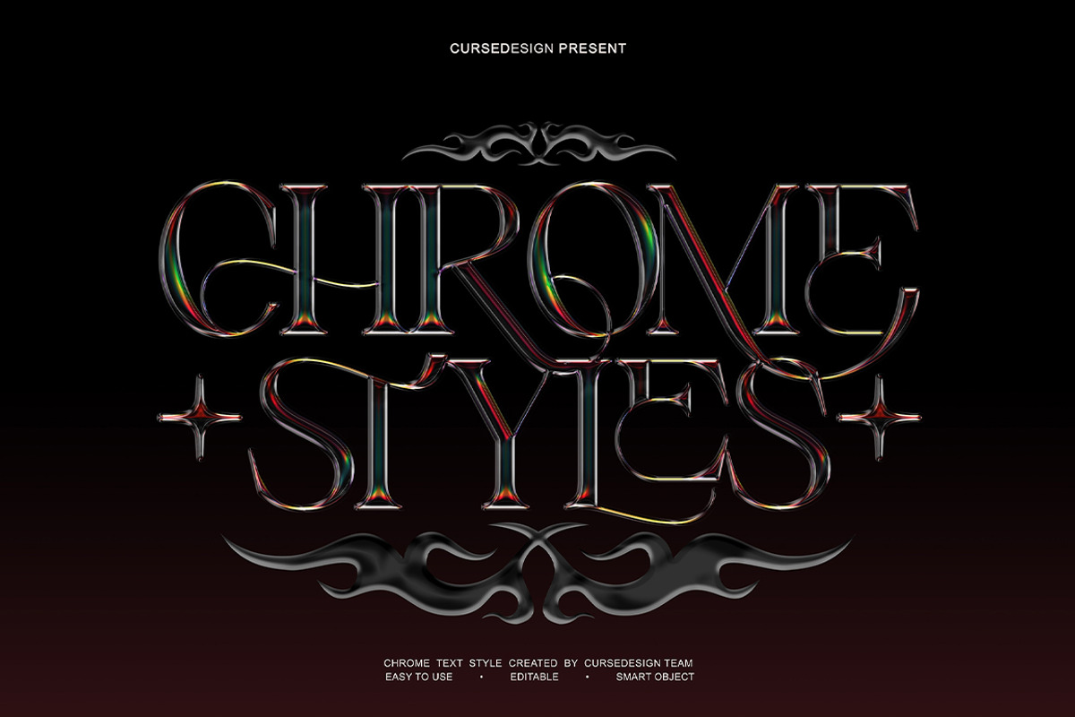 Chrome Styles Text Effects I 10 PSD, an Action Add-On by Cursedesign