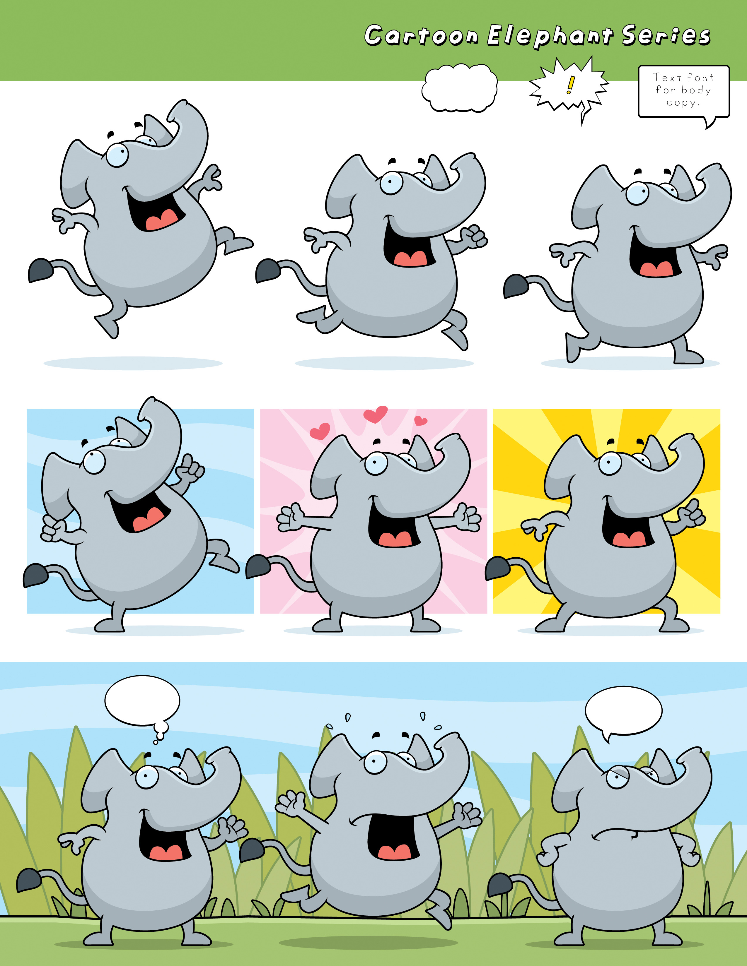 Cartoon Elephant Series, a Graphic by cthoman