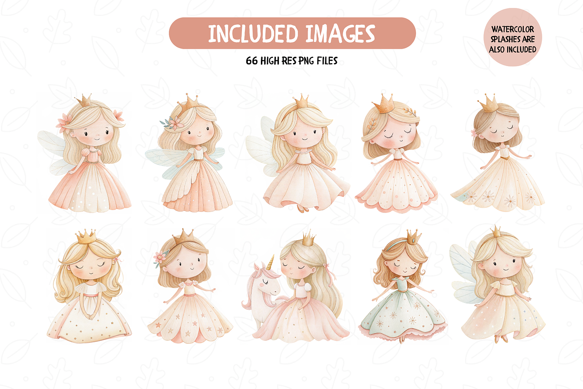 Princess Watercolor Clip Art, an Illustration by TatiMockup