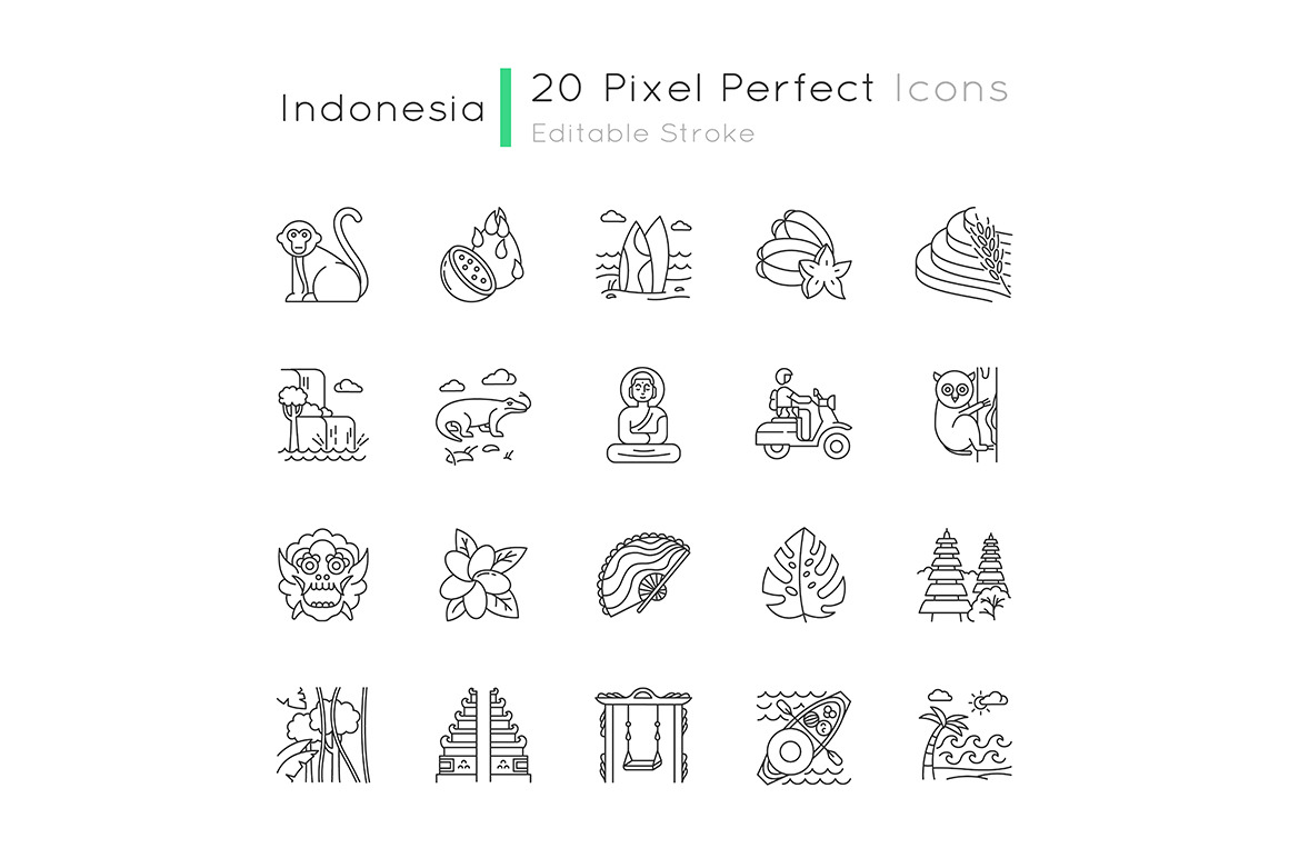 Indonesia linear icons set, an Outline Icon by bsd studio