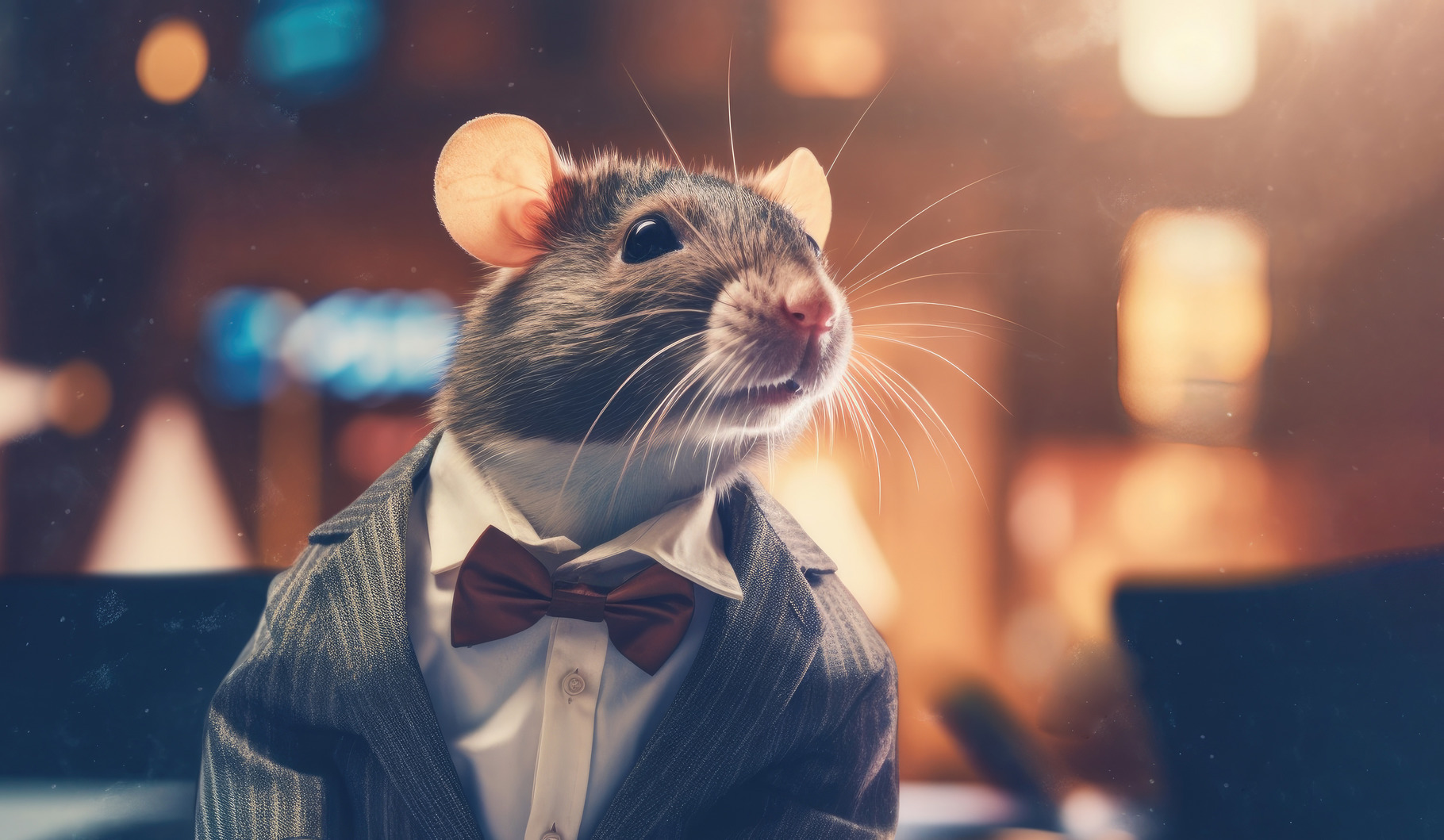 Illustration of a cute rat dressed in a suit and tie, rat dresse, an ...