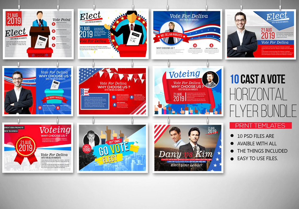 Elections 10 Horizontal Flyer Bundle, a Flyer Template by Business Flyers