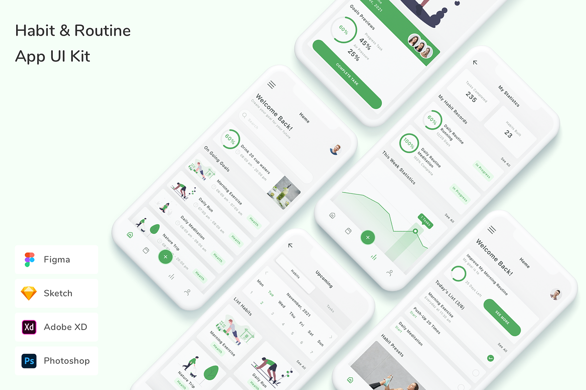 Habit & Routine App UI Kit, an UI Kit Template by Betush