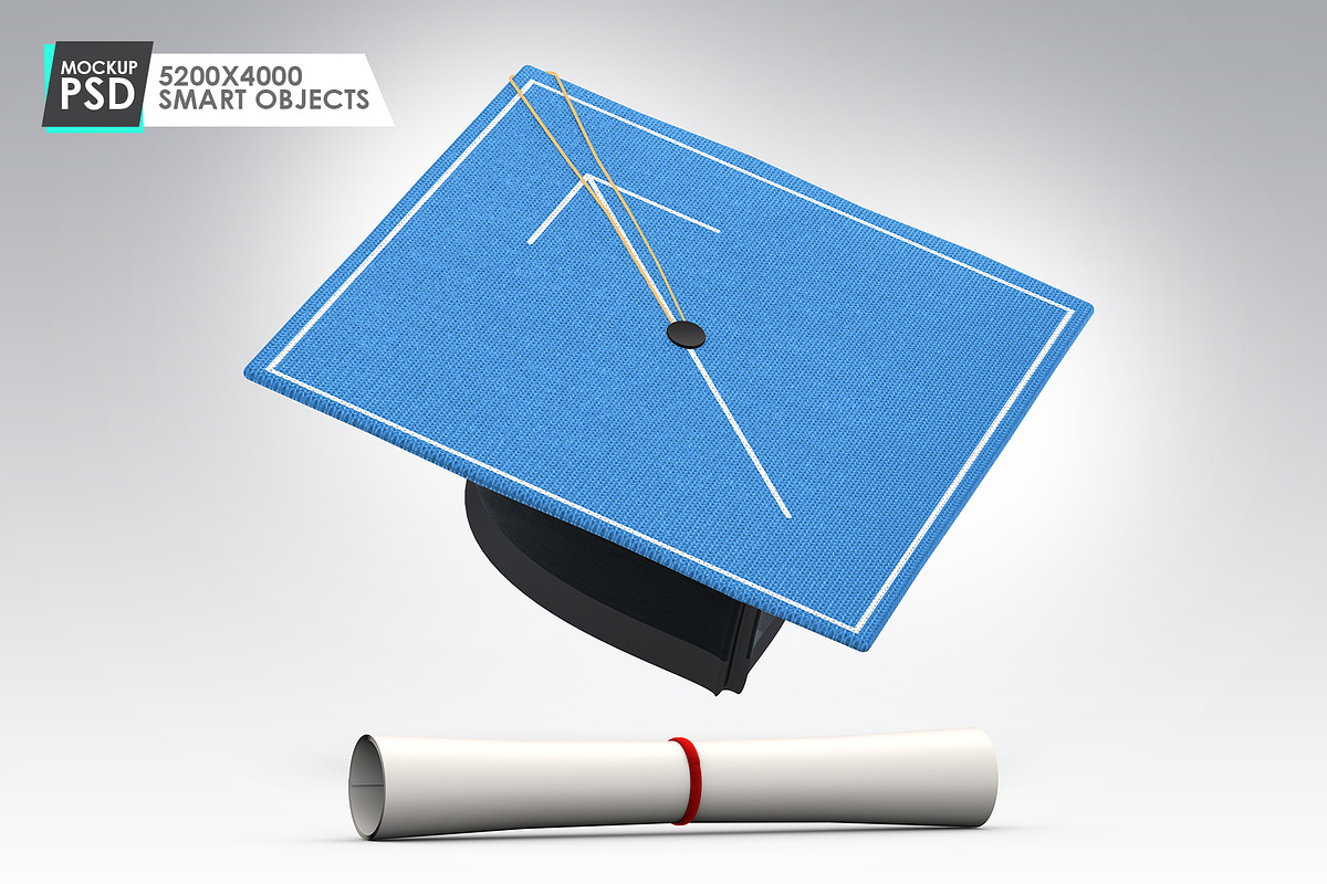 Graduate Cap Customizable PSD Mockup