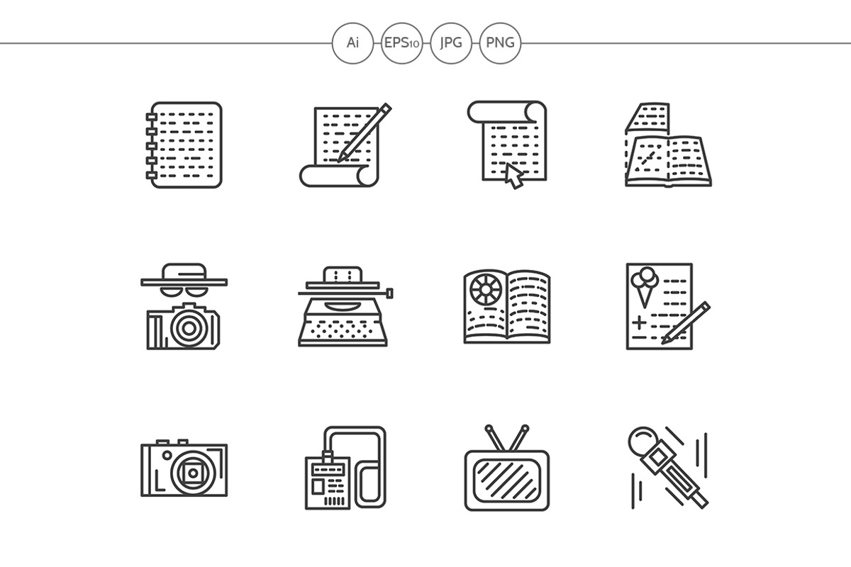 Media publishing black line icons, an Outline Icon by YershovOleksandr