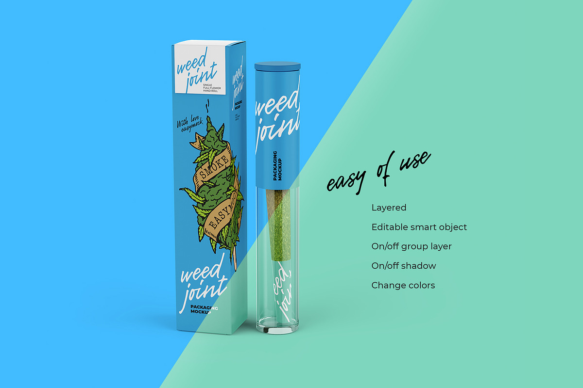 Weed Joint Pre-Roll Mockup - 5 PSD, a Product Mockup by easymock 2