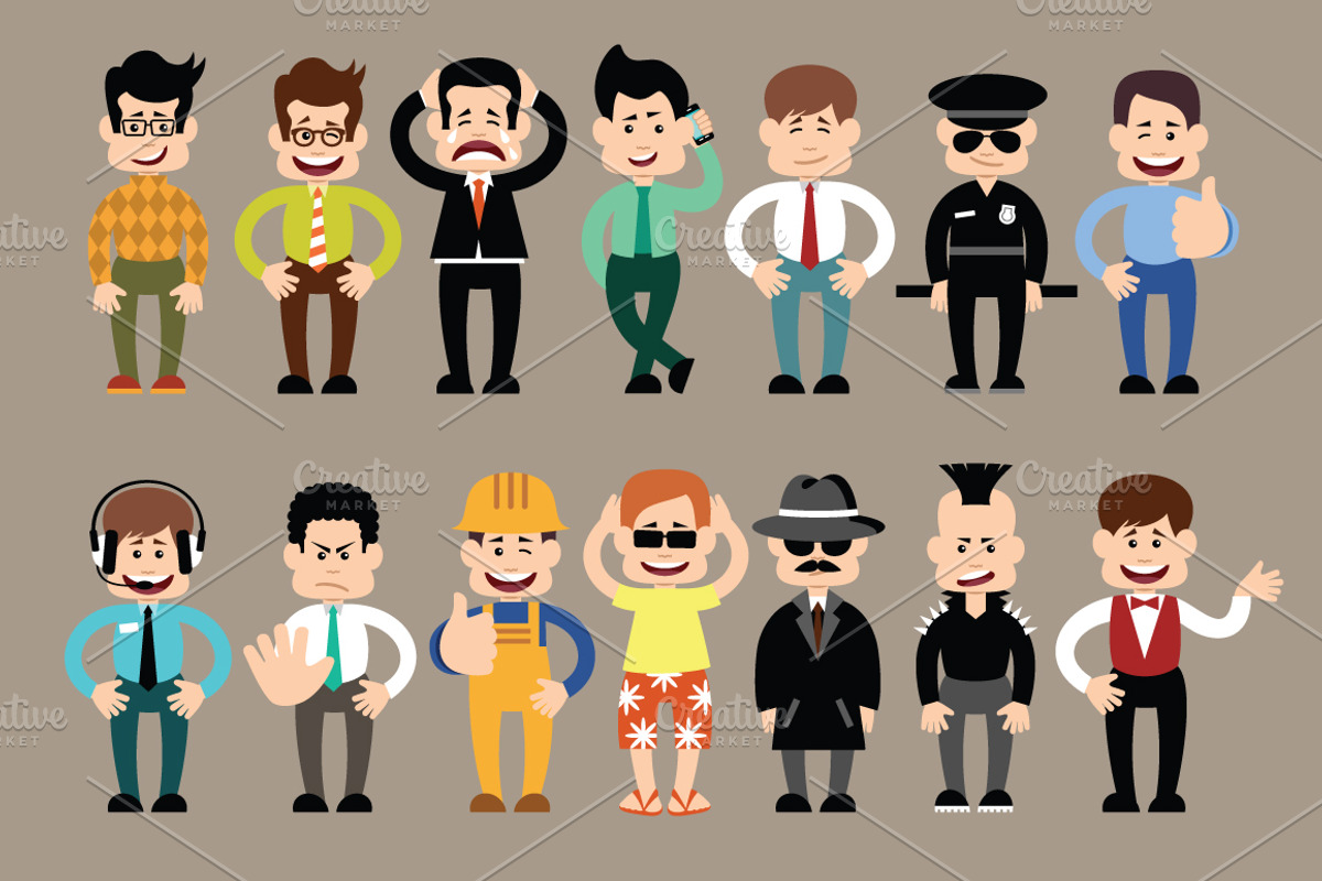 Set of men different characters, a Person Illustration by Gurza SHOP