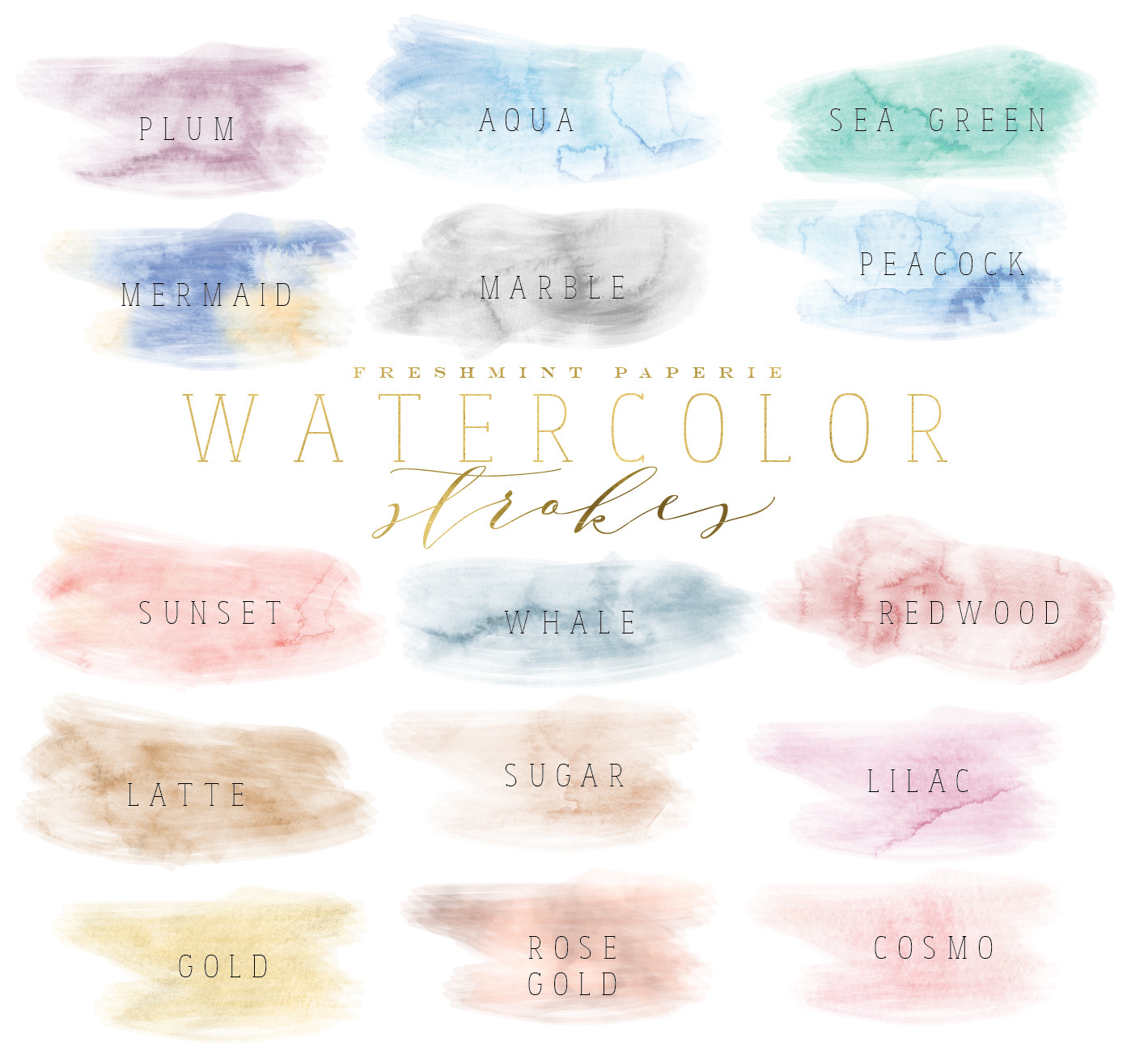 watercolor brush strokes clipart, a Graphic by Freshmint Paperie